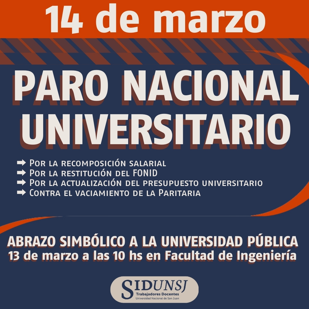 PARO NACIONAL UNIVERSITARIO Y ABRAZO SIMBÓLICO A LA UNIVERSIDAD PÚBLICA ...